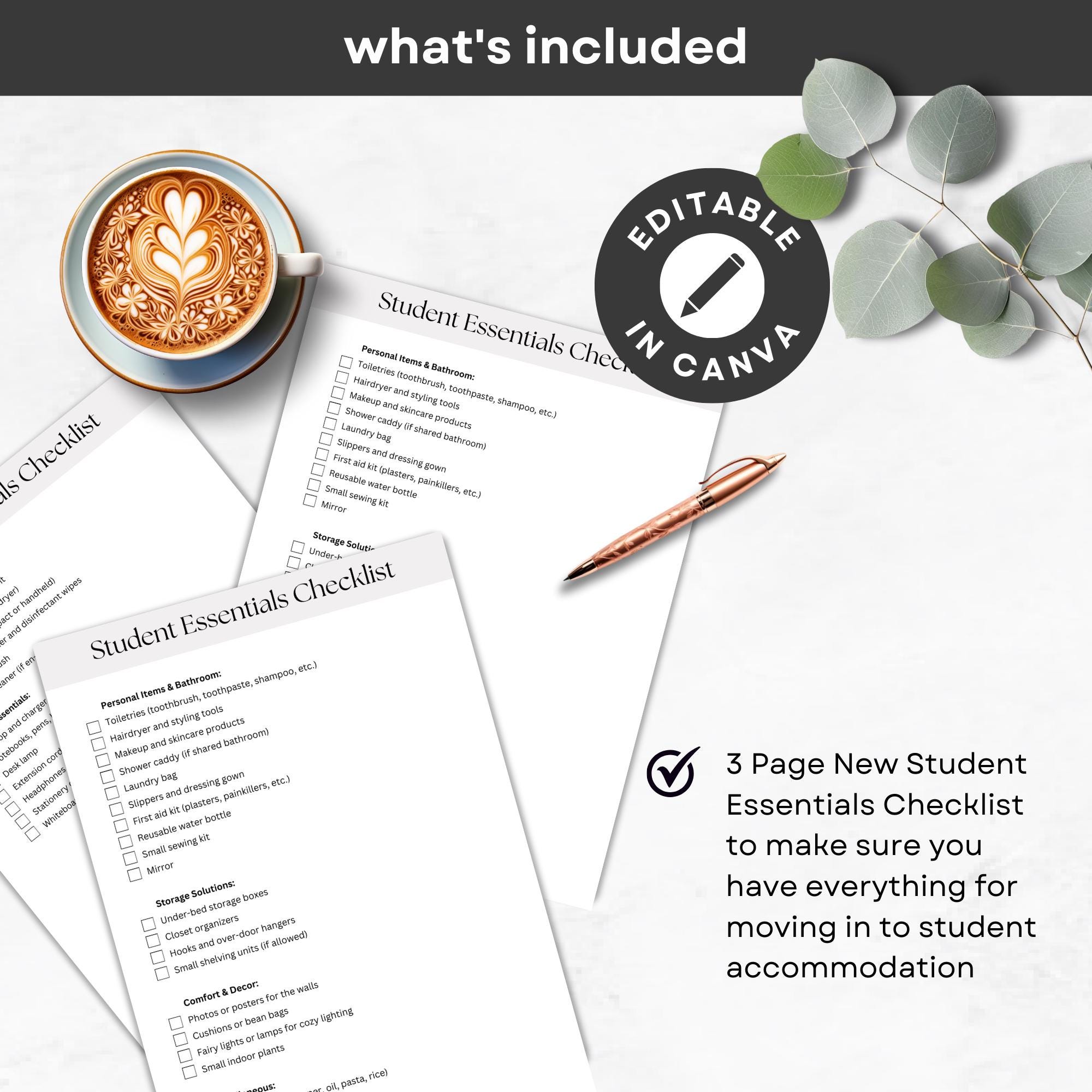 Editable College Student Checklist Canva Template University Move-in ...