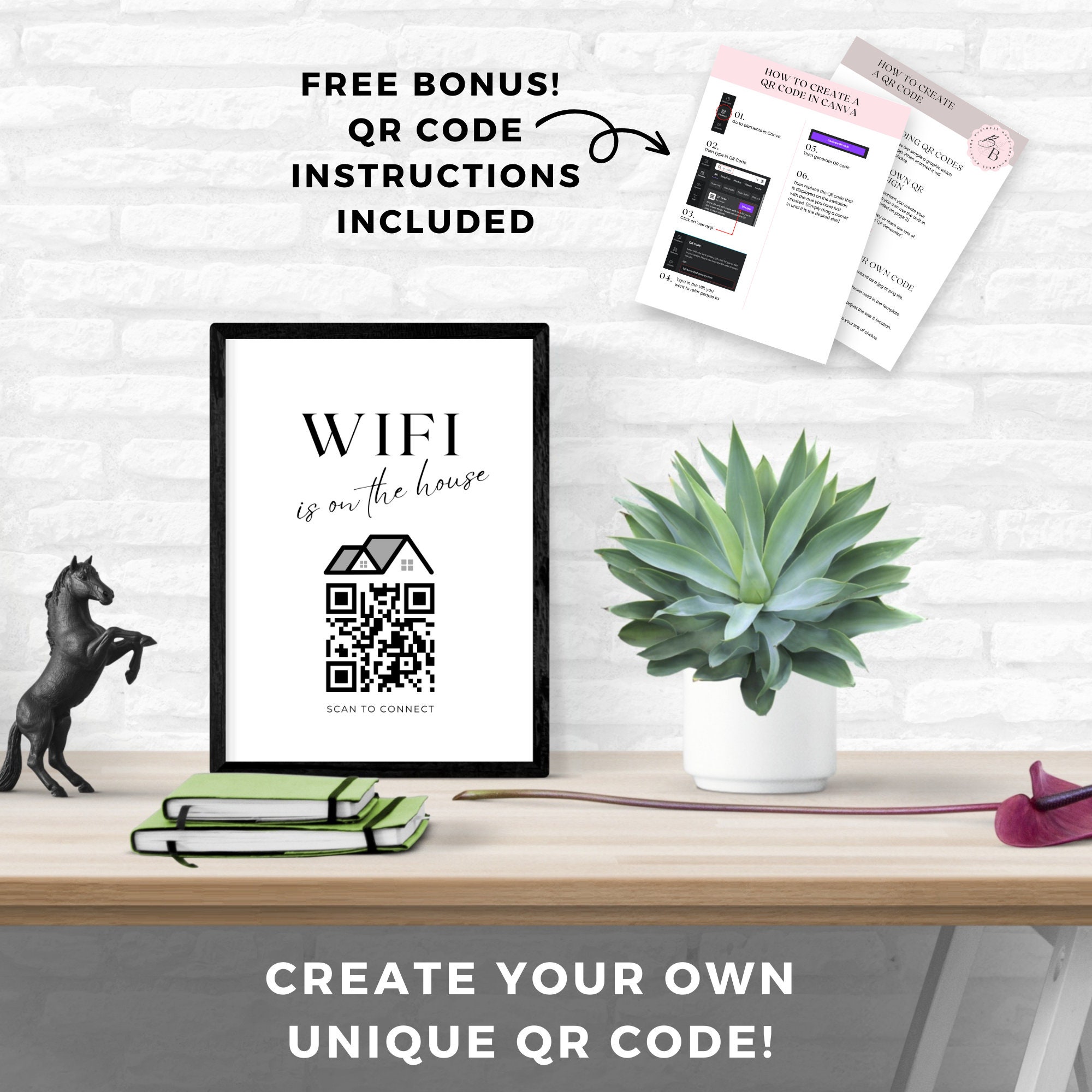 Airbnb WIFI QR Code Poster, Welcome Sign Canva Template, Short Term ...