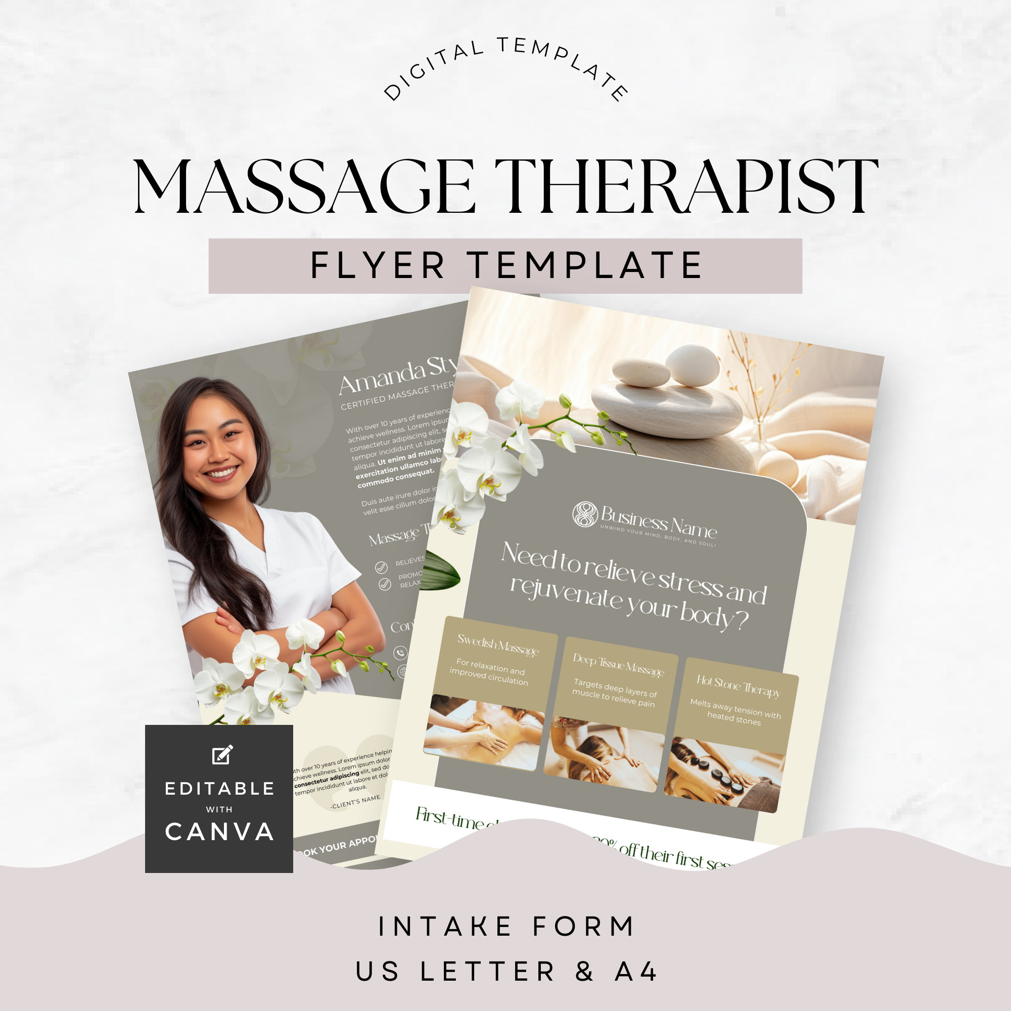 Flyer Massage Therapist Canva Template Small Business Promotion ...