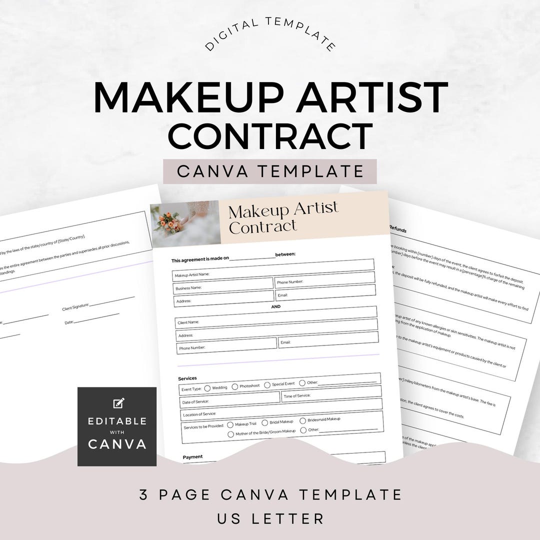 Makeup Artist Canva Template Bridal Package Intake Form Bride ...