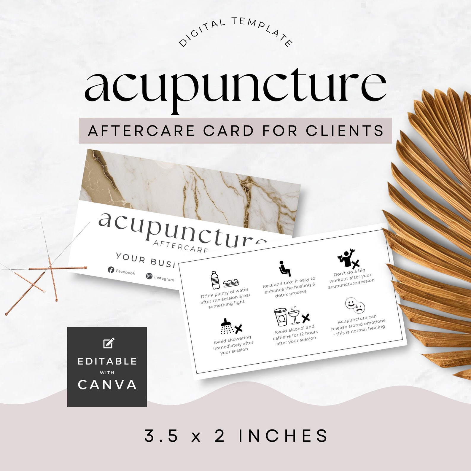 Acupuncture Aftercare Card Canva Template Chinese Medicine Care Card ...