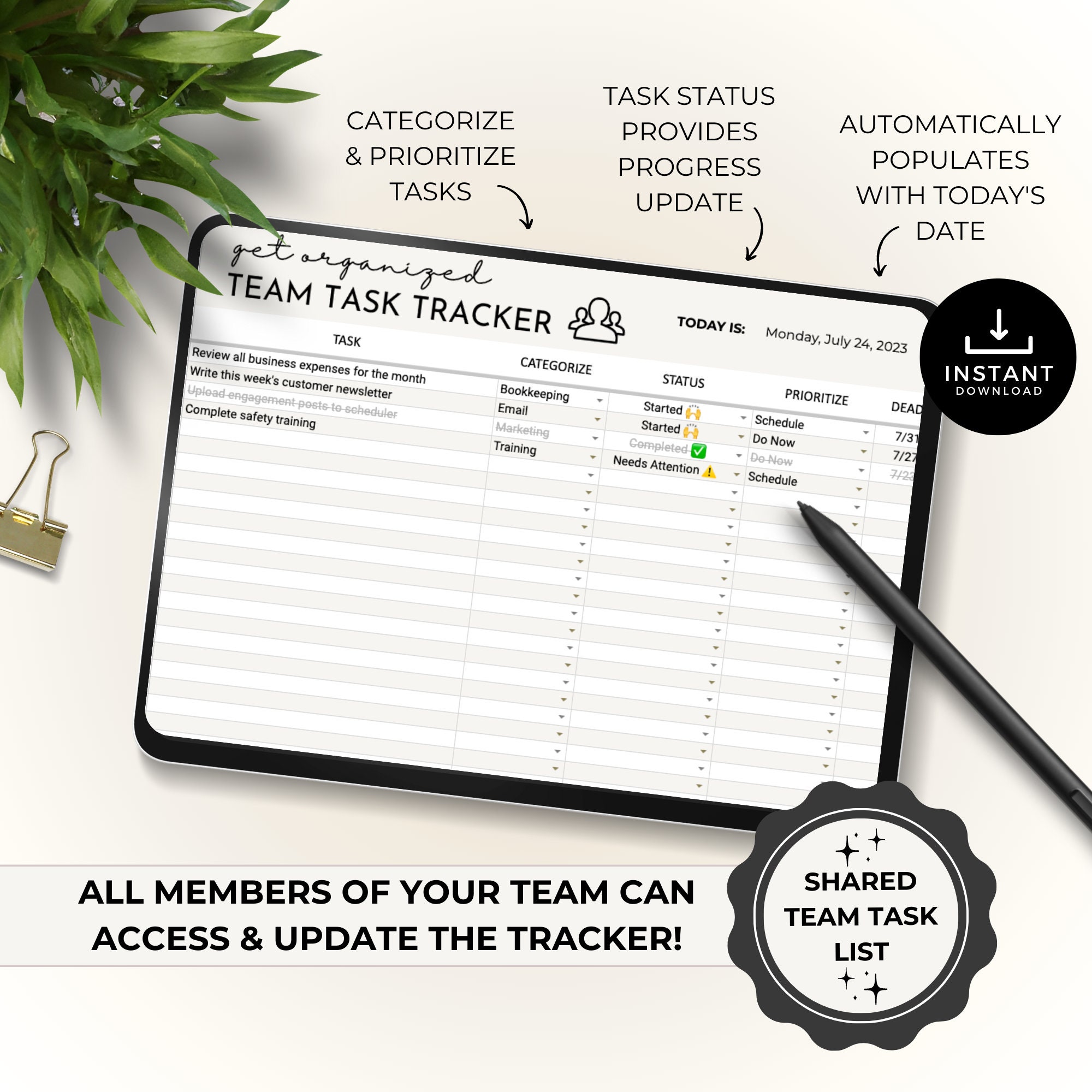 Google Sheets Team Work Tracker Task Manager to Get - Etsy