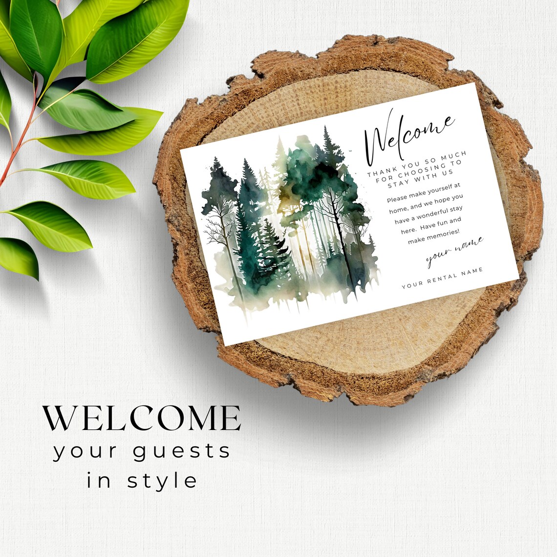 Airbnb Welcome Card Template Canva, Mountain House, Cabin Guest Arrival ...