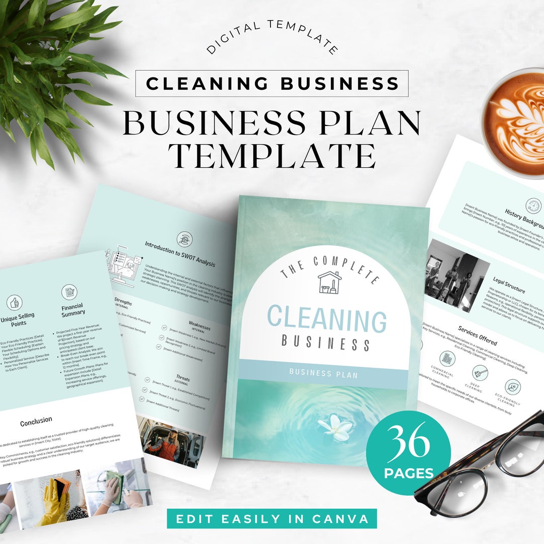 Cleaner Business Plan Canva Template, Cleaning Service Investment Pitch ...