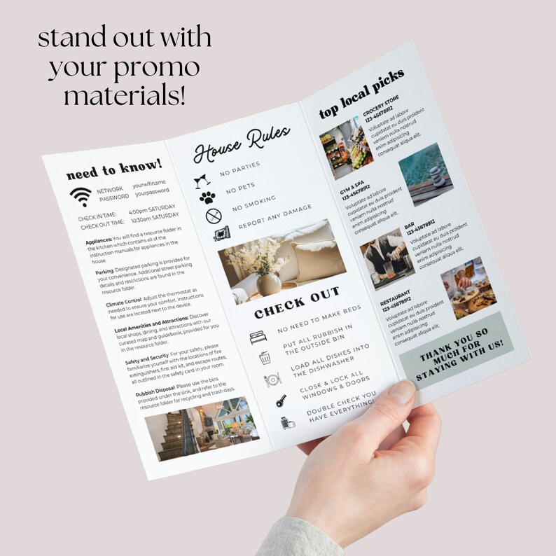 Airbnb Welcome Trifold Brochure Canva Template, Cabin Property, Double ...