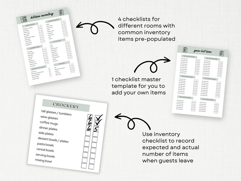 Airbnb Guest Turnover Checklist Canva Template Inventory List Editable Printable Vacation Rental ...