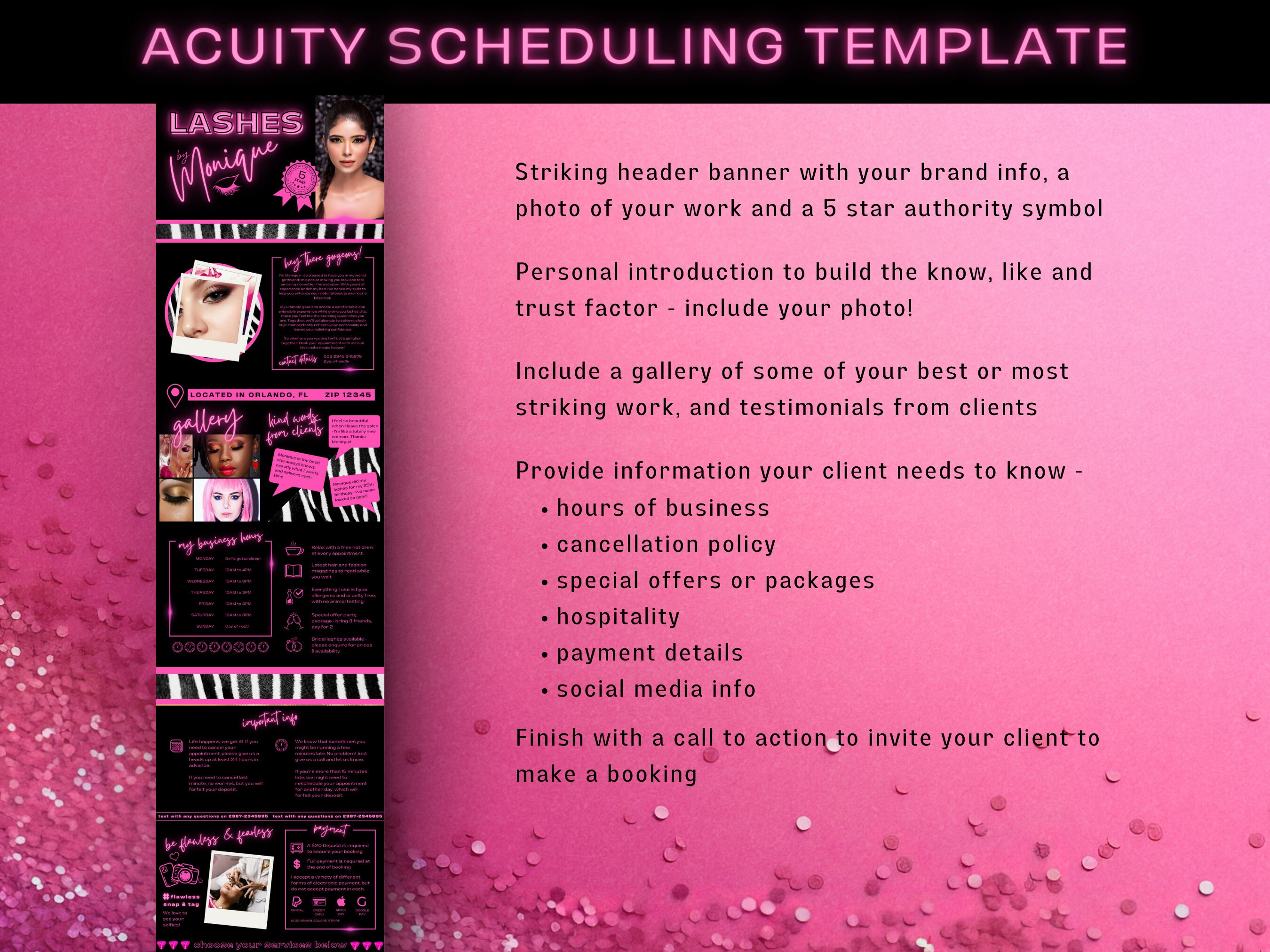 Acuity Canva Template for Lash Technician, DIY Branding for Scheduling Booking Website, Custom ...