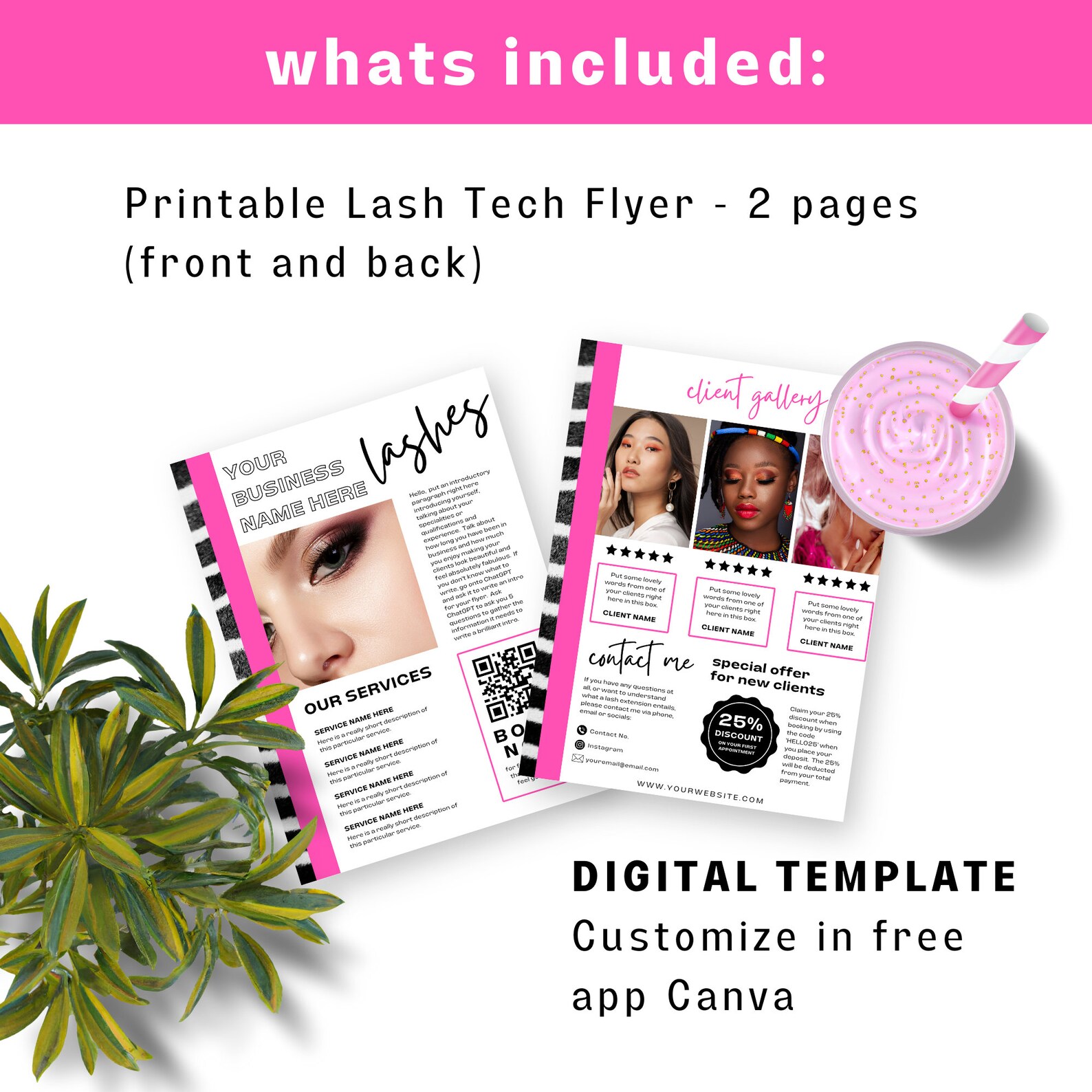 Lash Tech Printable Flyer With QR Code Canva Template, Lash Technician ...