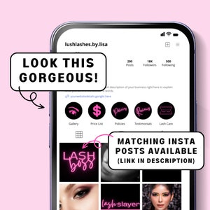 Lash Tech Insta Highlights Canva Template, Lash Artist IG Feed, Eyelash ...