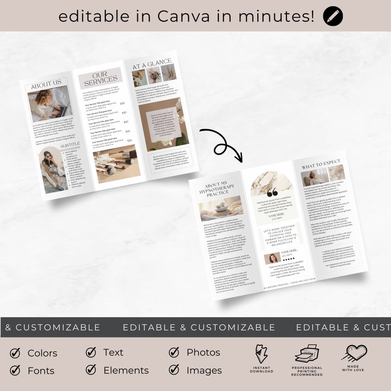 Canva Pamplet Template, Double Sided Flyer for Folding, Printable ...