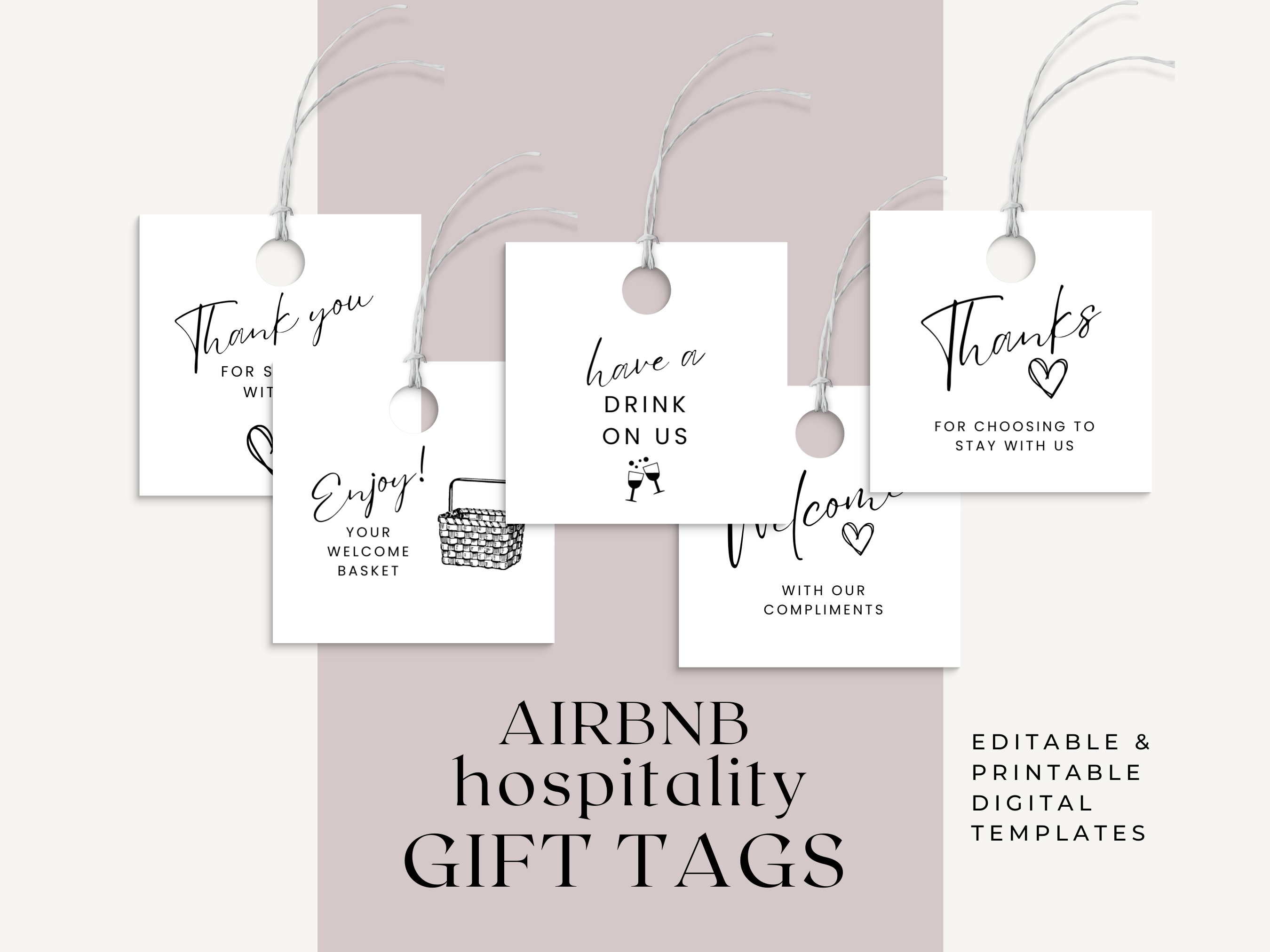 Airbnb Hospitality Gift Tag Printable Canva Template Welcome Gift Tag ...