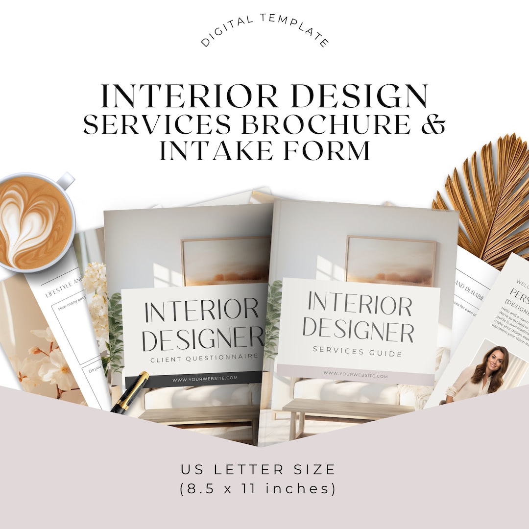 Interior Design Brochure Bundle Canva Template, New Client Onboarding Intake Form, Designer ...