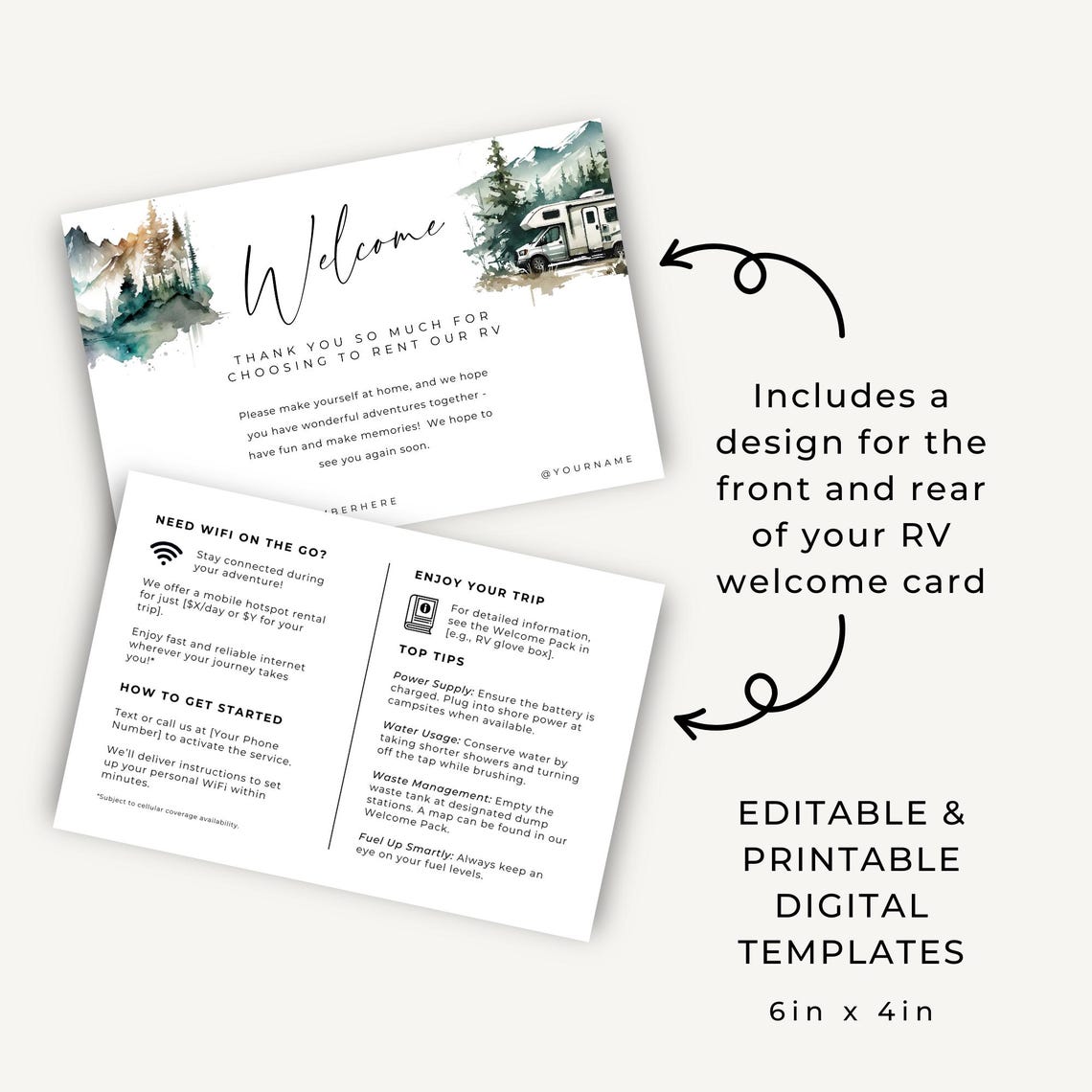 RV Vacation Onboarding Welcome Card Rental Guests Arrival Message Card ...