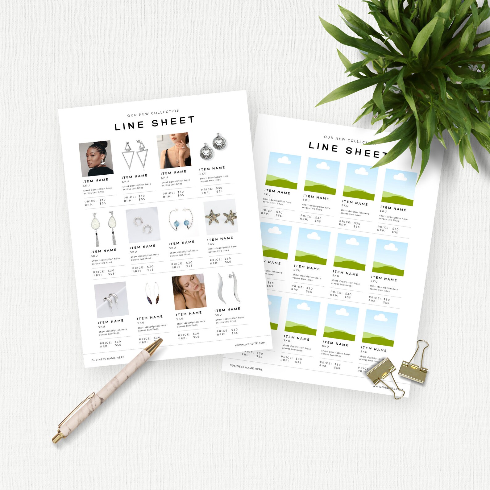 Wholesale Line Sheet Jewelry With Photos, Canva Template, Small ...
