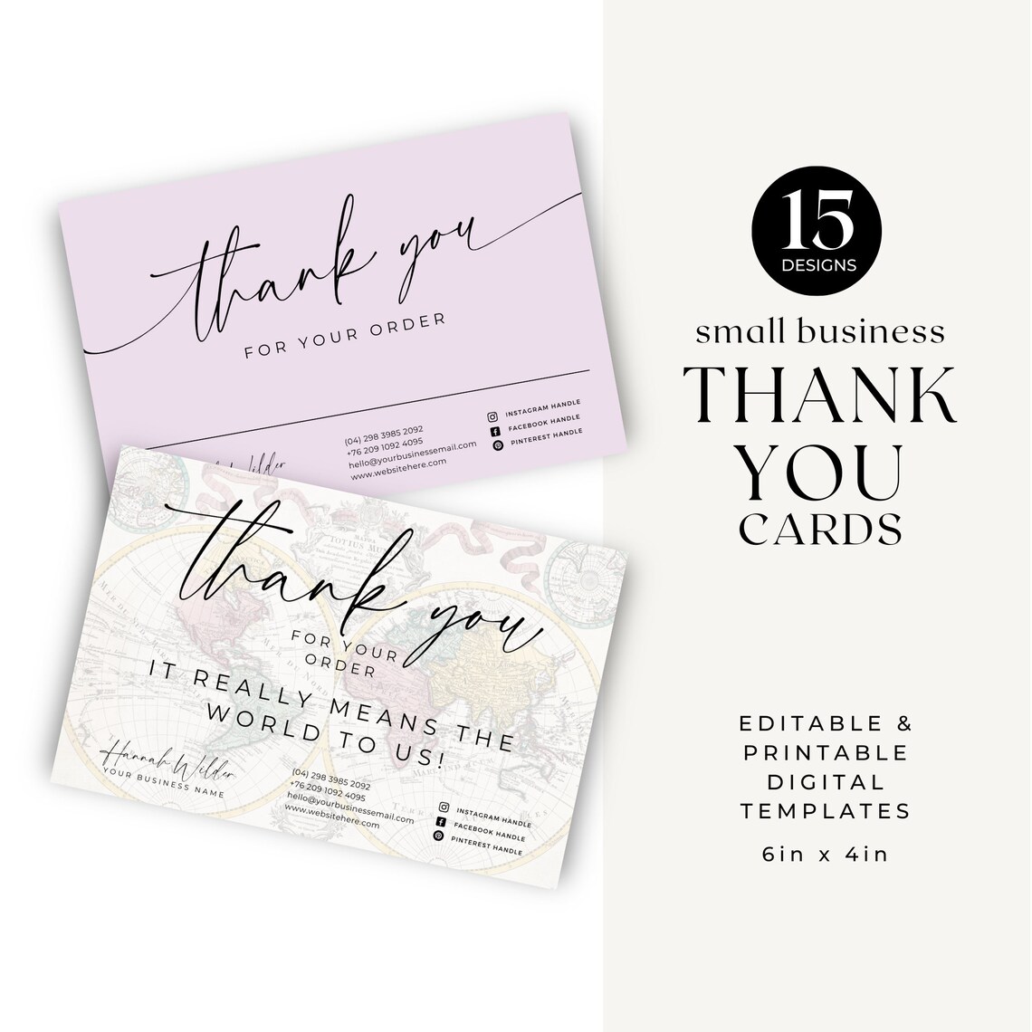 Thank You Card QR Code Canva Template, Etsy Seller Thankyou Card With ...