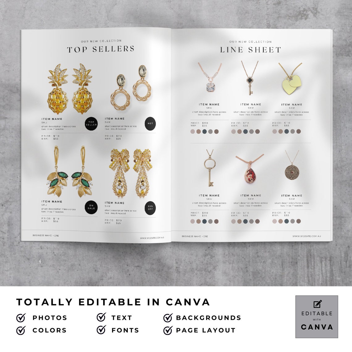 Wholesale Guide Template, Catalog Line Sheet Template With Product ...