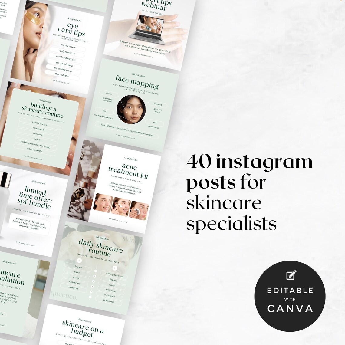 Esthetician Social Media Dermatology Skincare Insta Canva Template ...