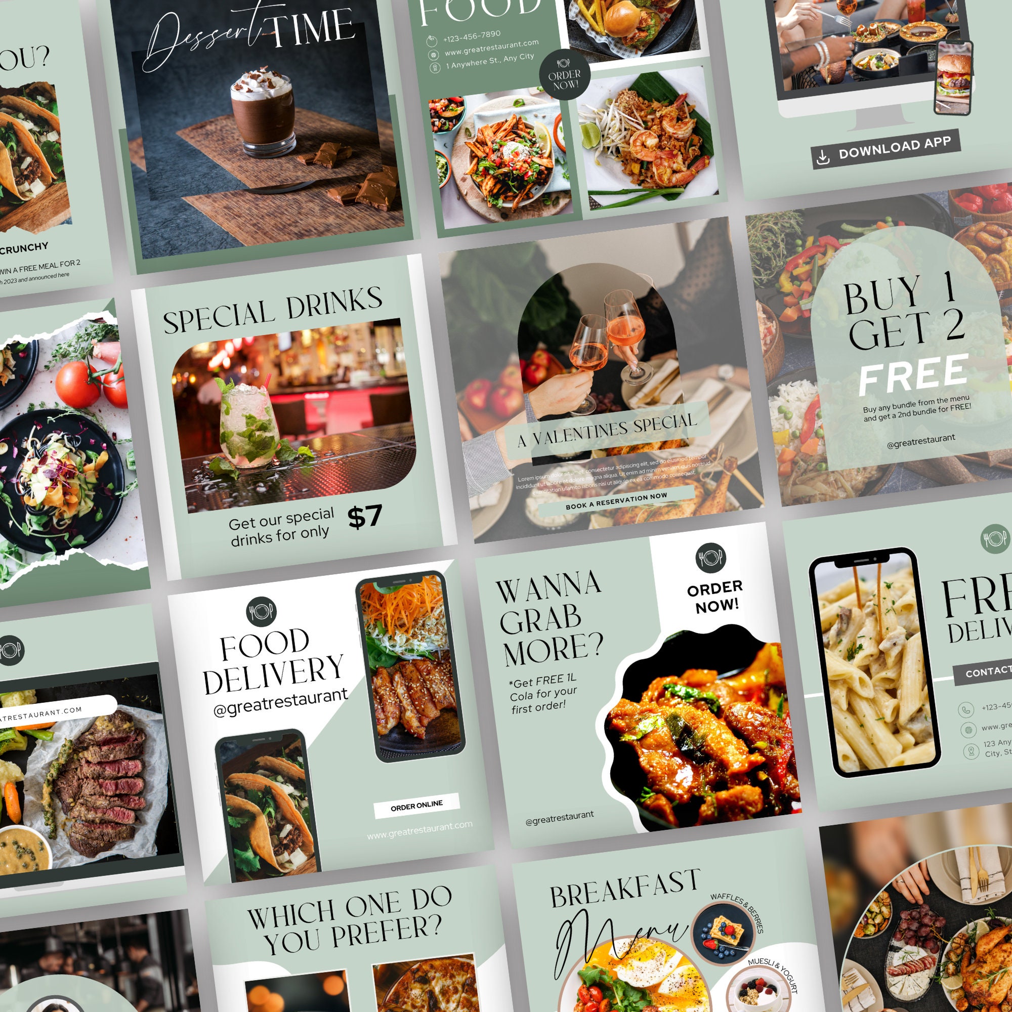 Restaurant Insta Posts Social Media Instagram Feed Food Service Cafe ...