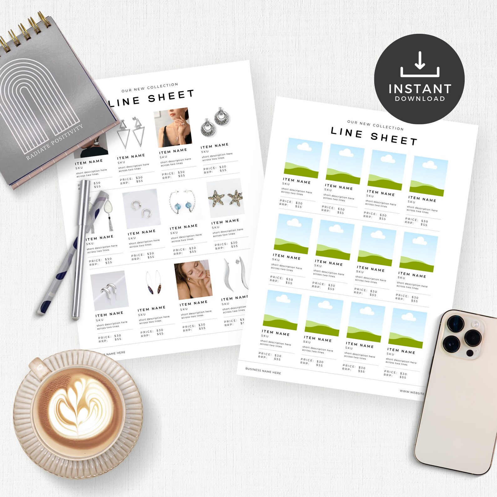 Wholesale Line Sheet Jewelry With Photos, Canva Template, Small ...