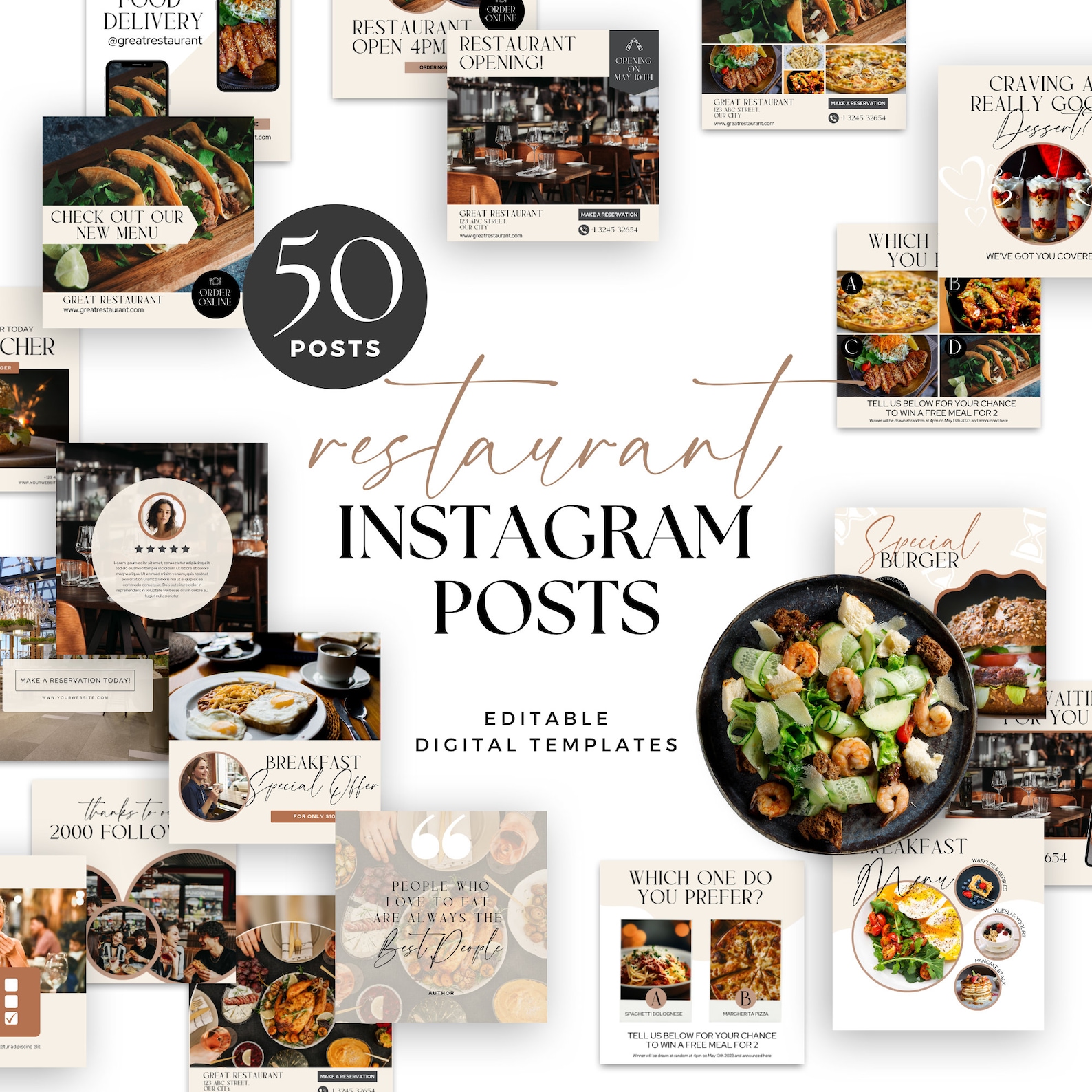 Food Service Insta Posts Social Media Instagram Feed Restaurant Cafe ...