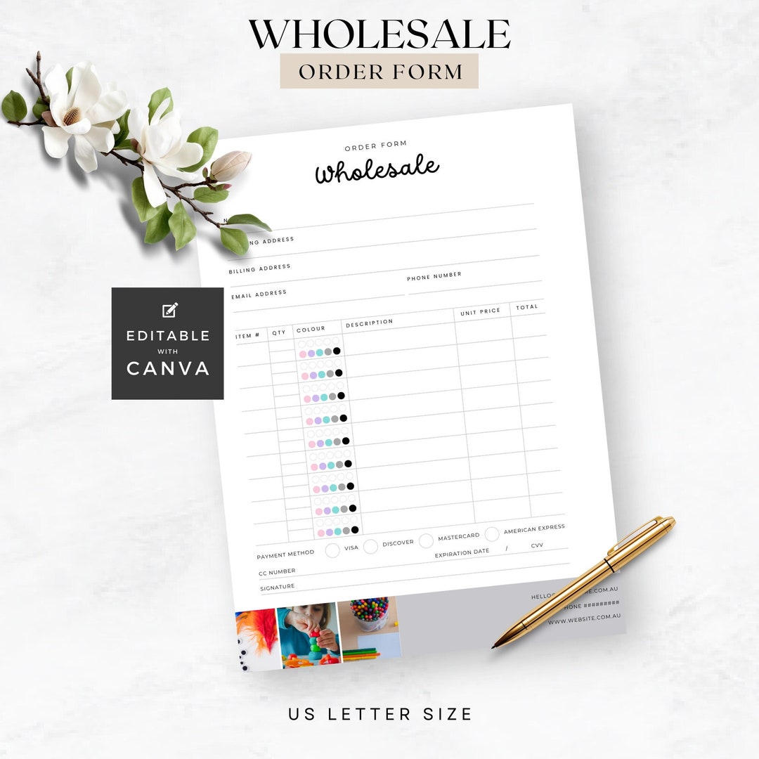 Trade Order Form Small Business Canva Template Wholesale Purchase Color ...