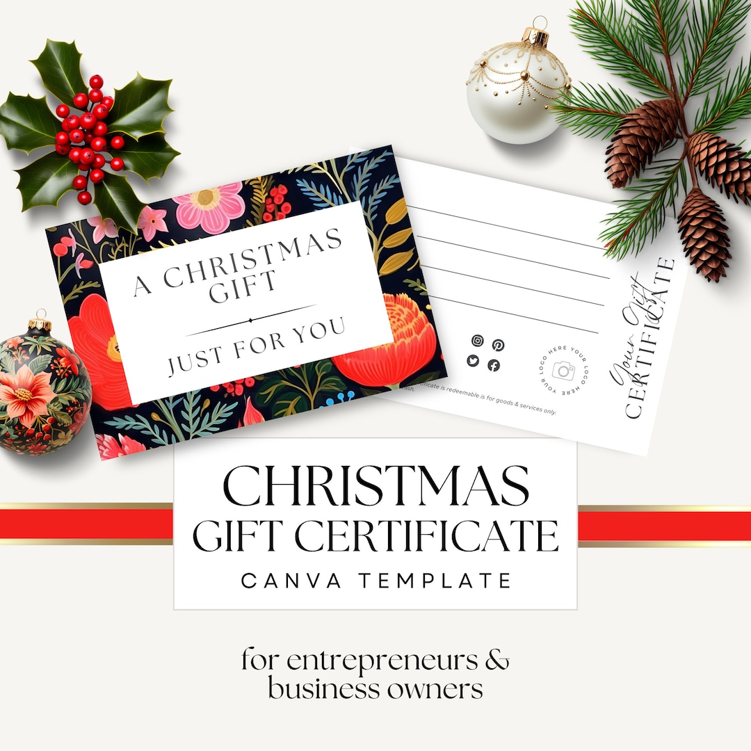 Canva Template Christmas Small Business Gift Certificate, Xmas ...