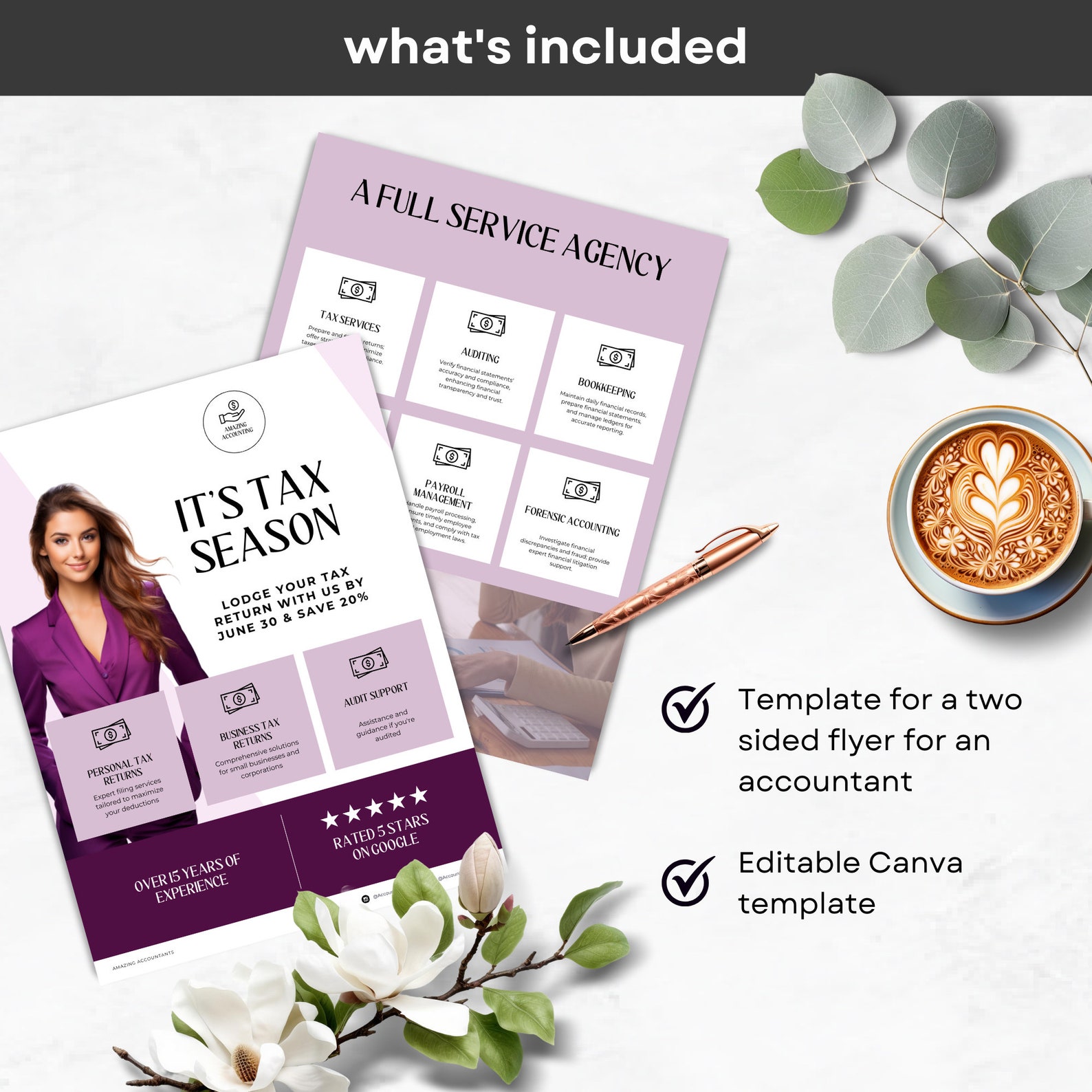 Tax Season Flyer Canva Template Tax Accountant Leaflet Financial ...