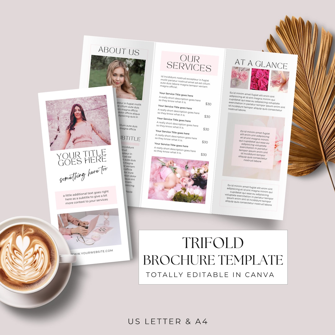 Editable Brochure Template, Double Sided Flyer for Folding, Printable ...