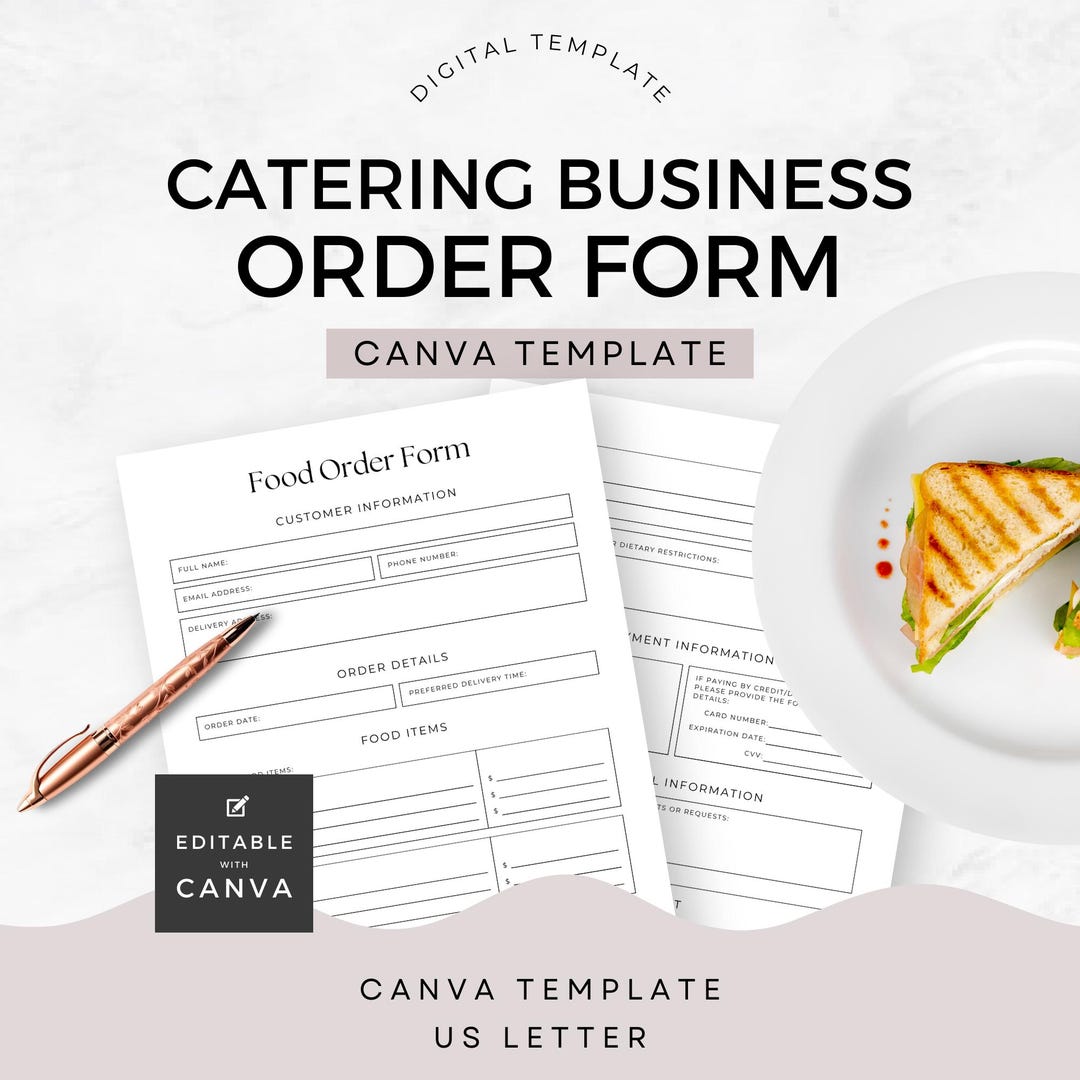 Food Order Form Small Business Canva Template Simple Customer Event ...