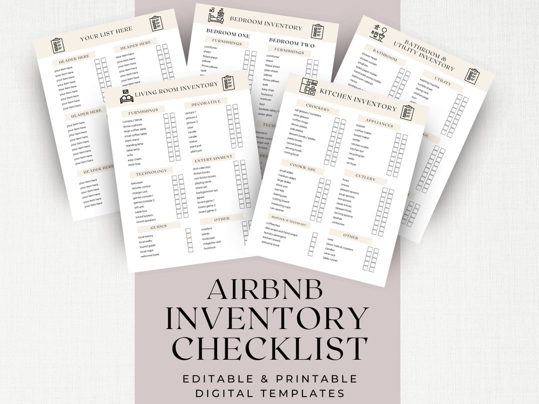 Airbnb Inventory List for Guest Turnover Editable Printable Canva ...