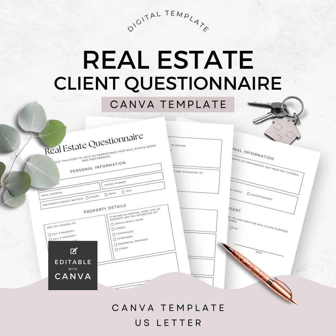 Real Estate Client Questionnaire New Client Intake Form Realtor ...