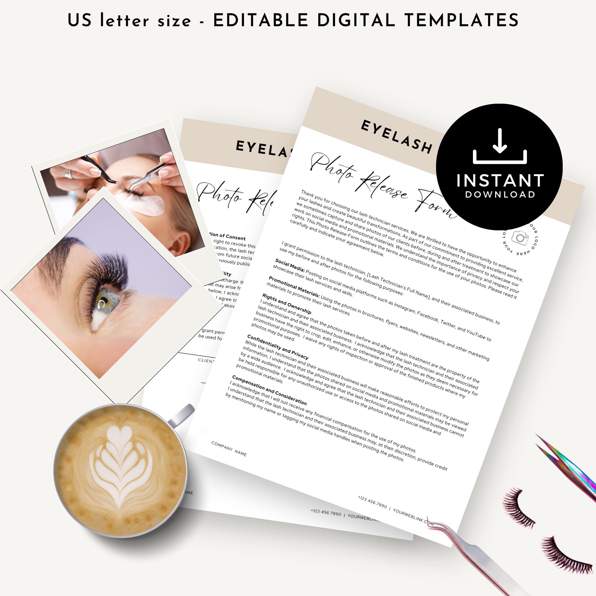 Client Photo Release Form for Lash Technician, Canva Template Lash ...