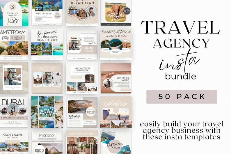 Travel Agency Instagram Template Edit in Canva, Social Media Promo ...