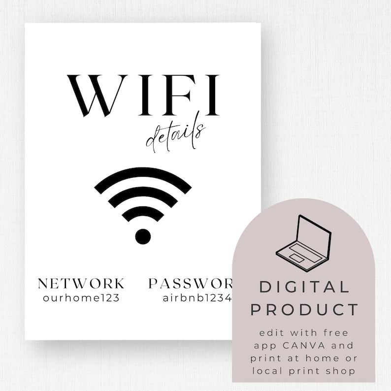 Airbnb WIFI QR Code Poster, Welcome Sign Canva Template, Short Term ...
