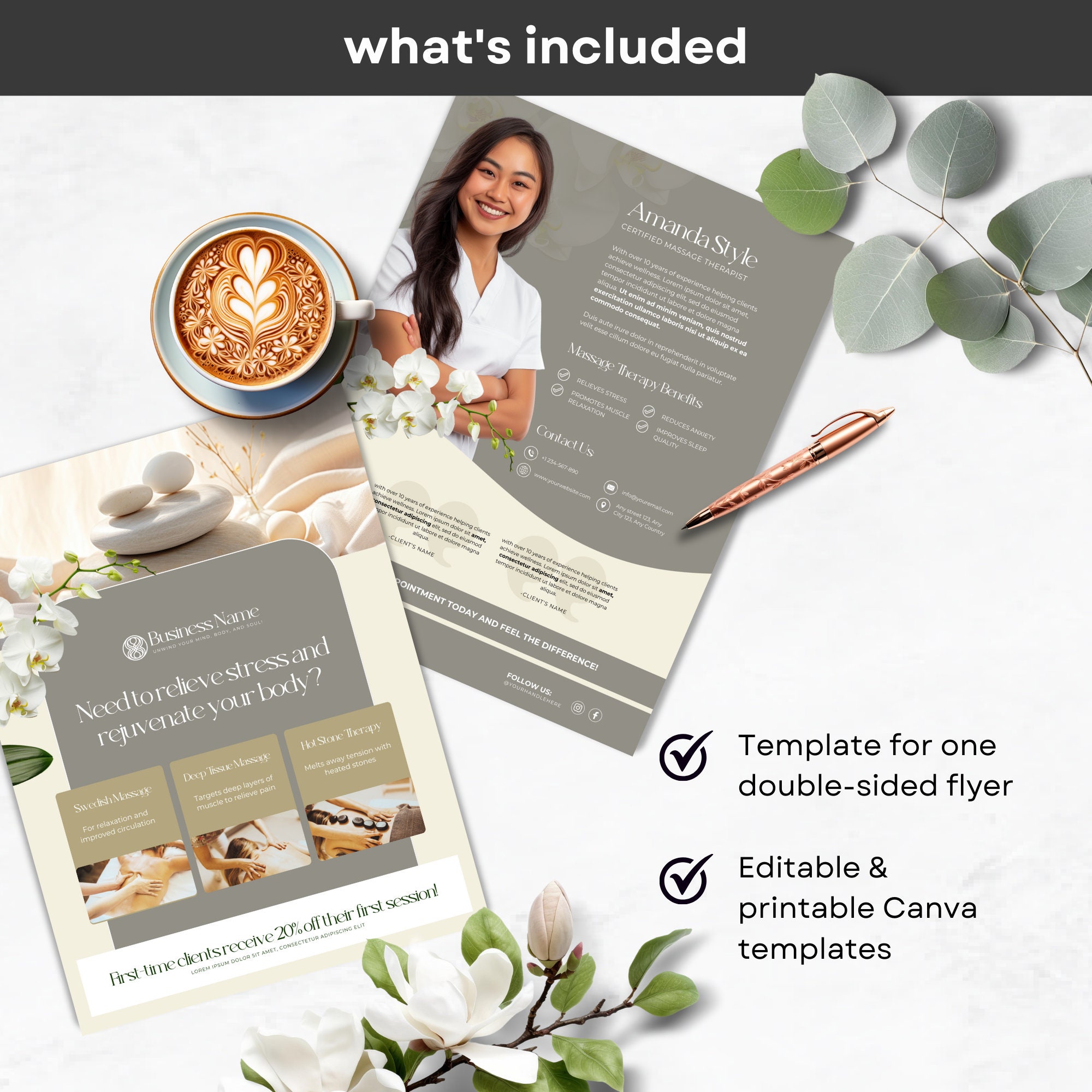 Flyer Massage Therapist Canva Template Small Business Promotion ...