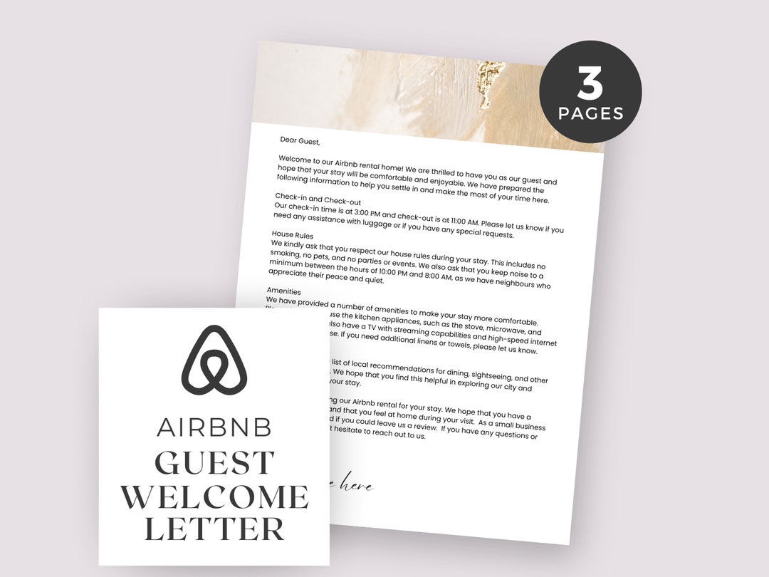Airbnb Welcome Letter Neutral Guest Information Canva Template Vacation ...