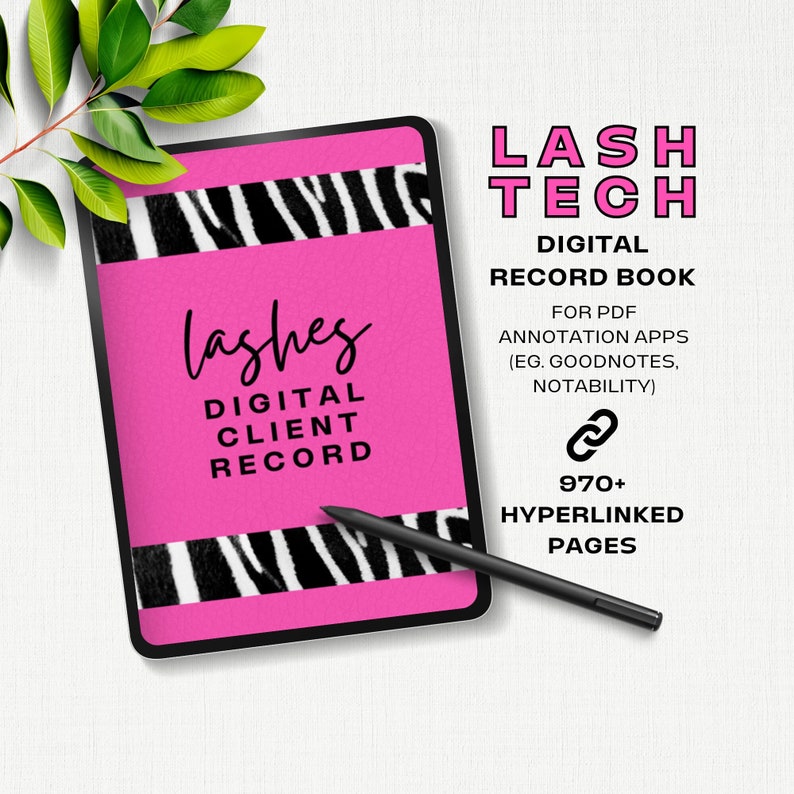 Lash Tech Client Record Book, Digital Template for Goodnotes Notability ...