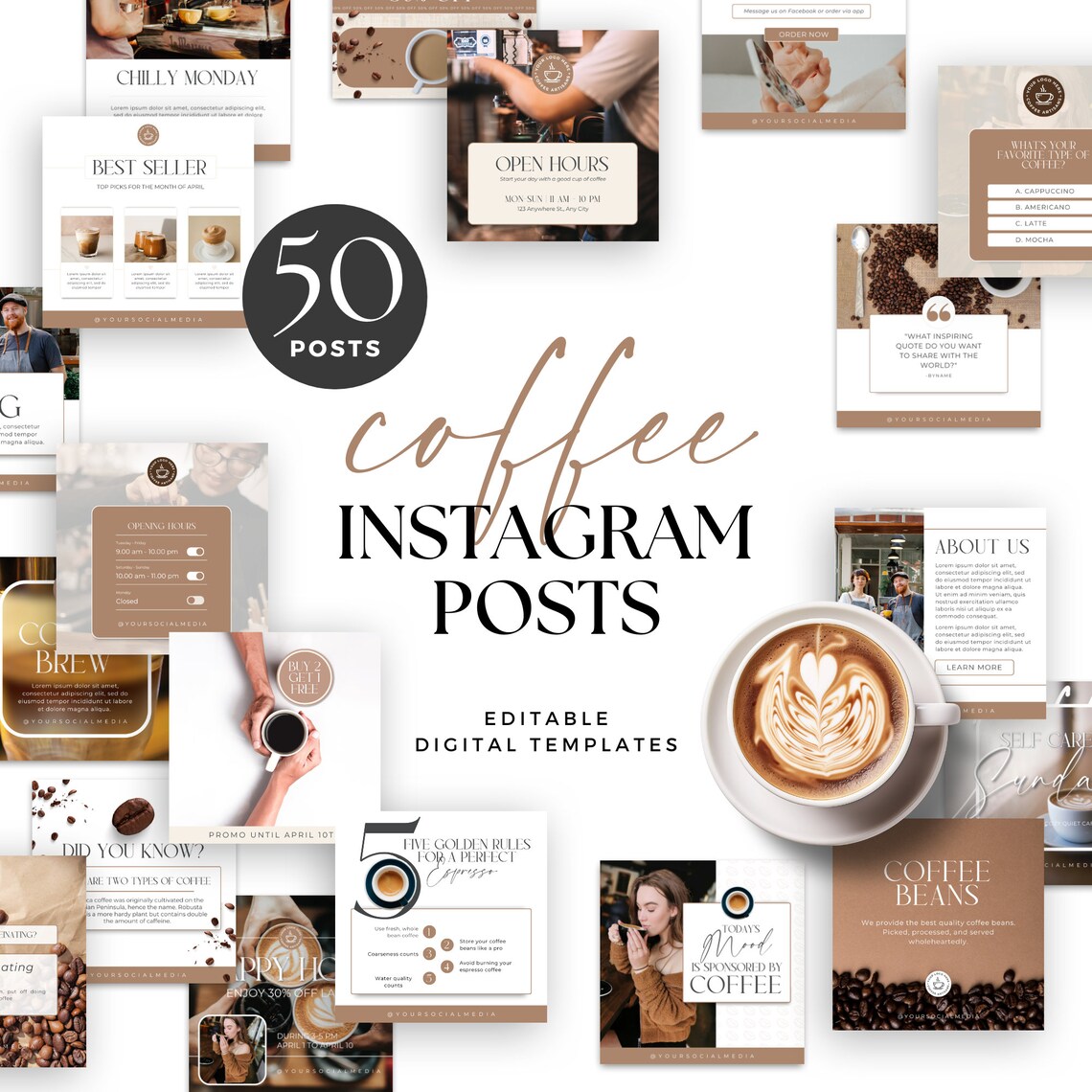 Coffee Insta Posts Social Media Instagram Feed Cafe Promo Coffee Shop ...