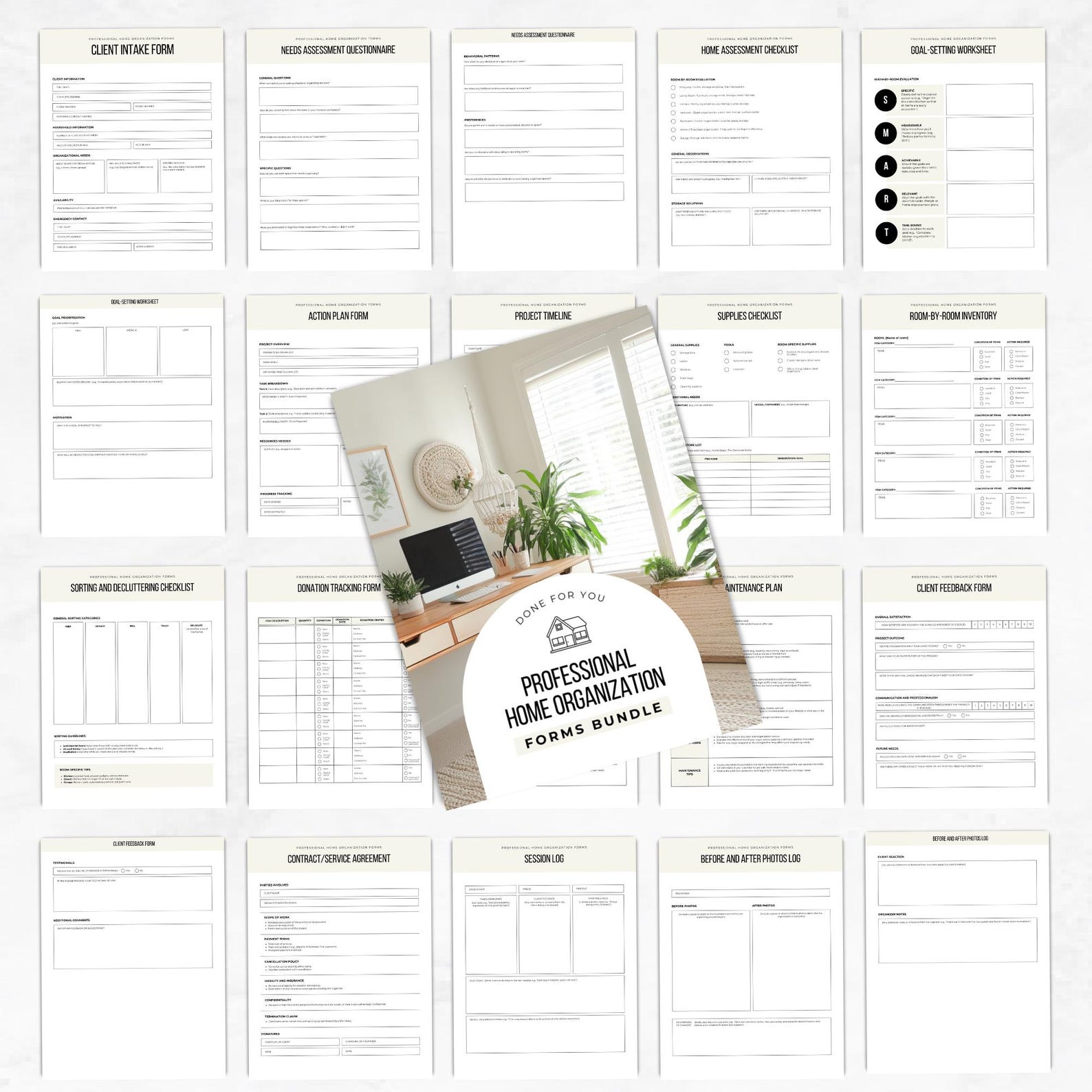 Professional Organizer Form Bundle Canva Template Home Clutter ...