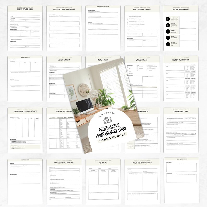 Professional Organizer Form Bundle Canva Template Home Clutter ...