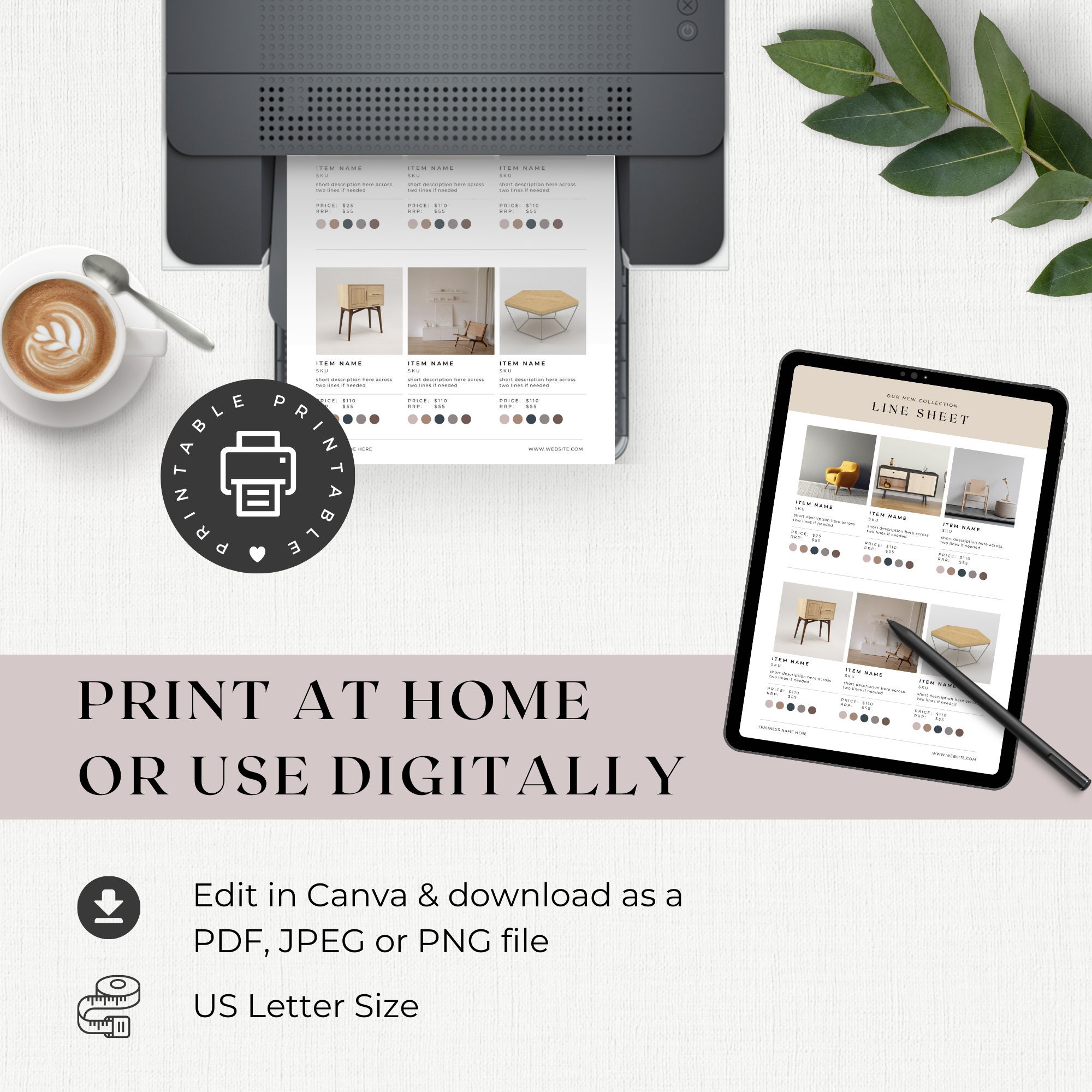 Wholesale Line Sheet Template for Small Business Furniture - Etsy