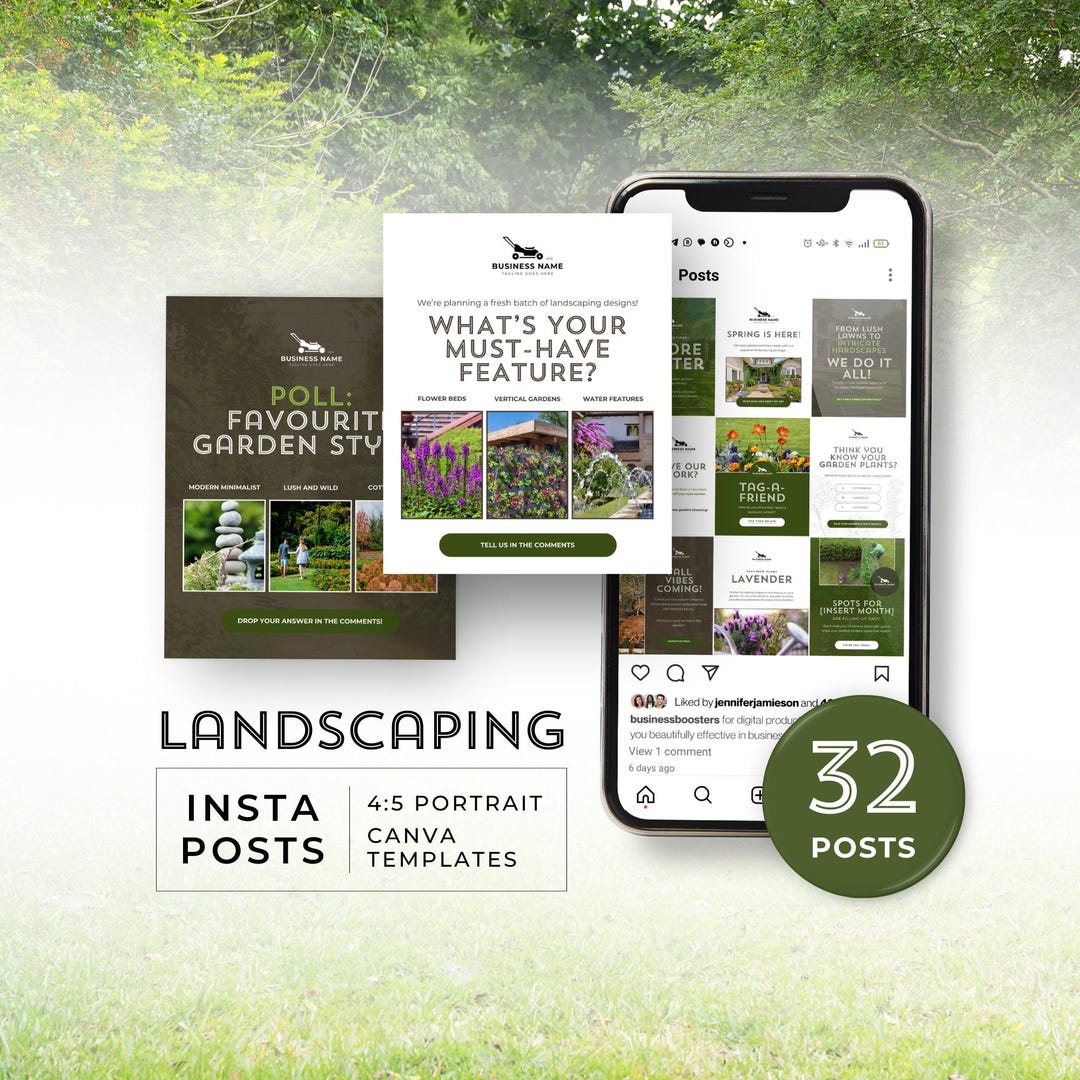Landscaping Business Instagram Posts Portrait 4:5 Ratio Lawncare Insta ...