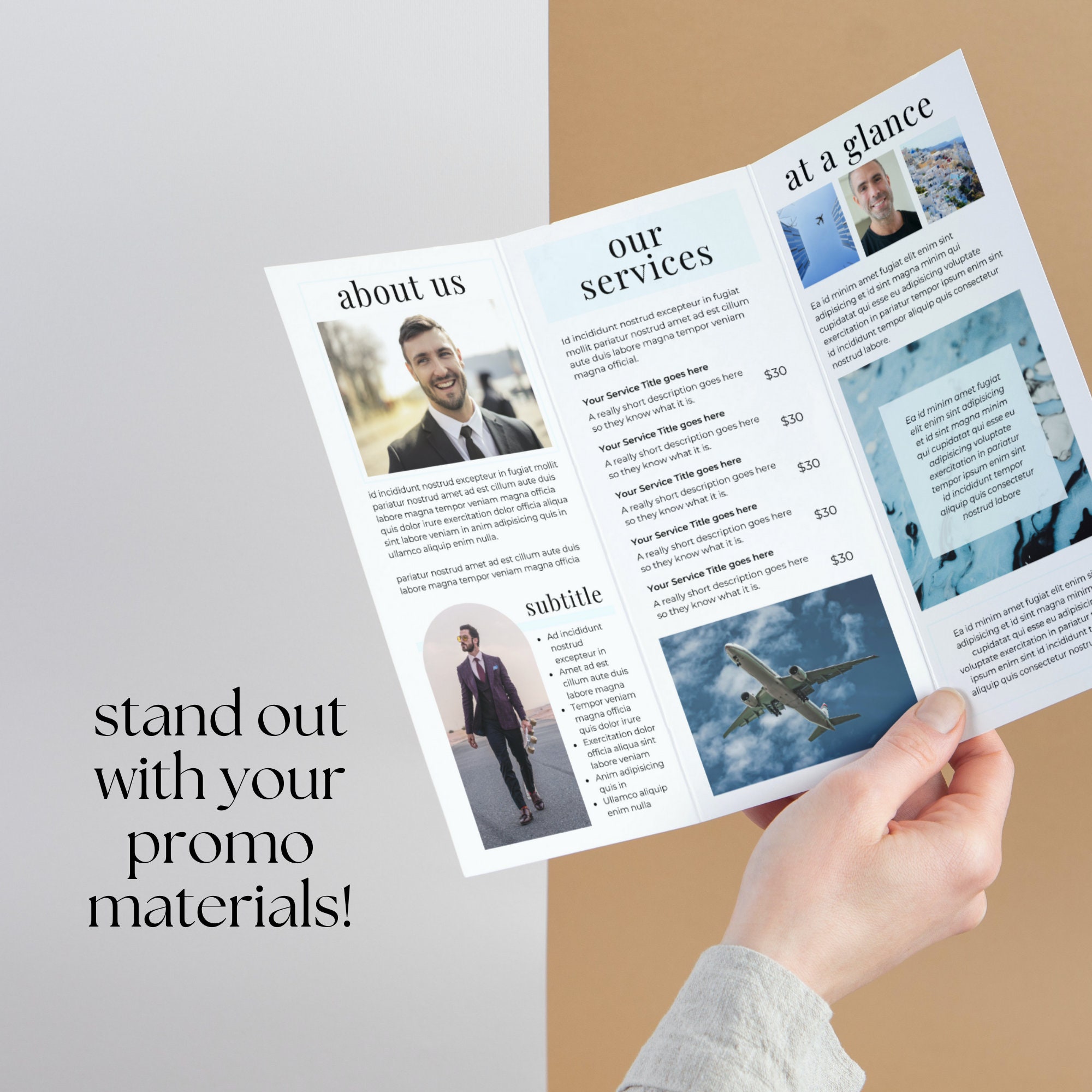 Trifold Brochure Canva Template, Business Pamplet, Double Sided Flyer ...