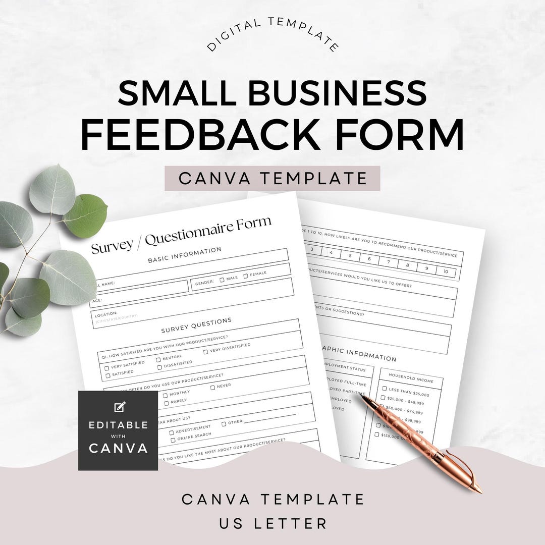 Printable Feedback Form Small Business Canva Template Simple Customer ...