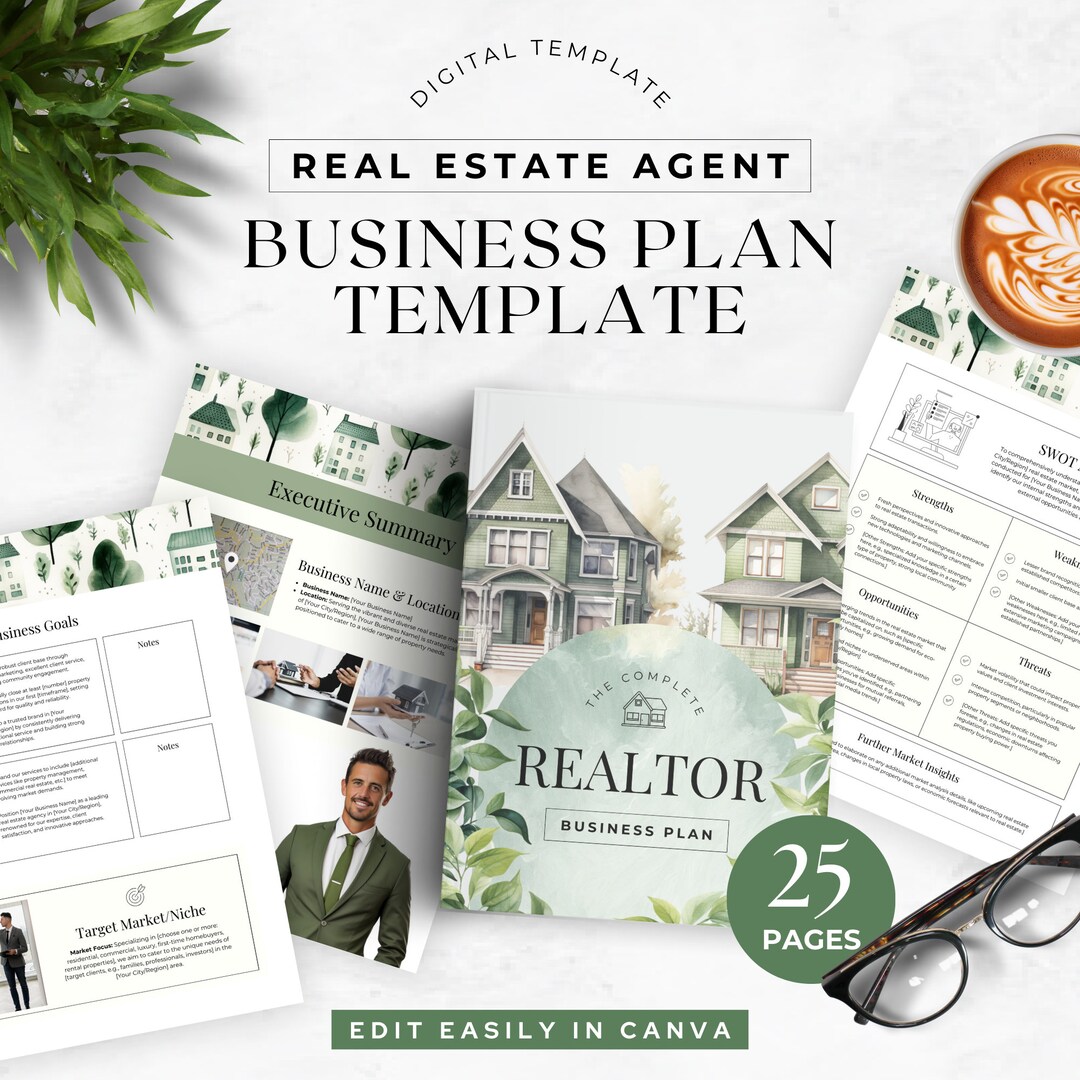 Realtor Business Plan Canva Template, Real Estate Agent Pitch Deck New ...