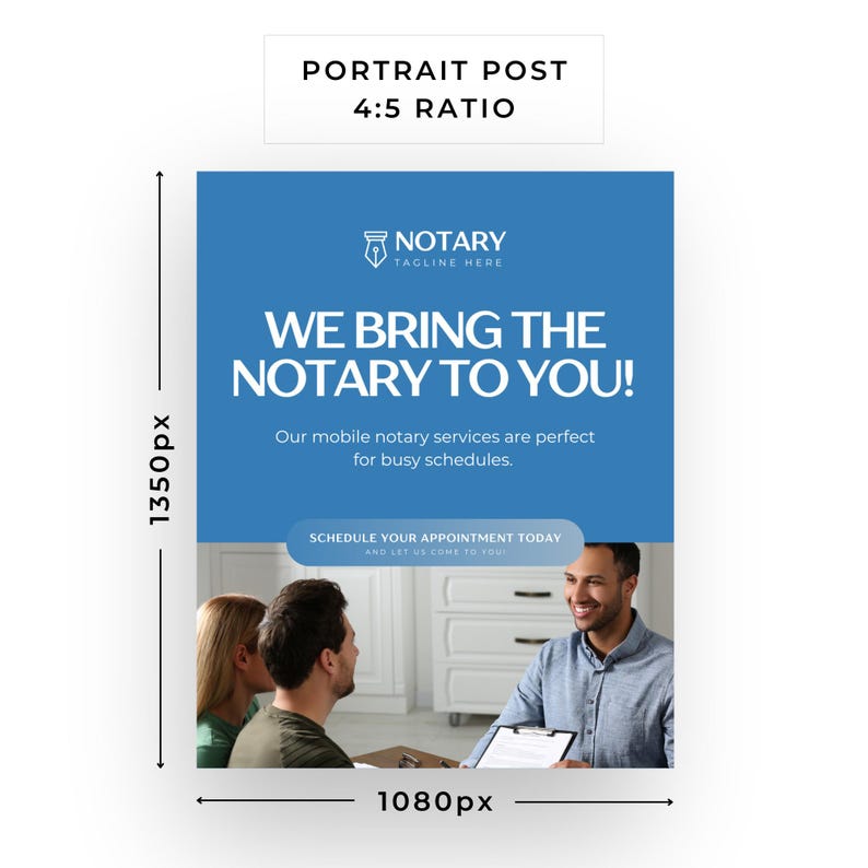 Notary Instagram Portrait Posts 4:5 Ratio Notary Public Social Media ...