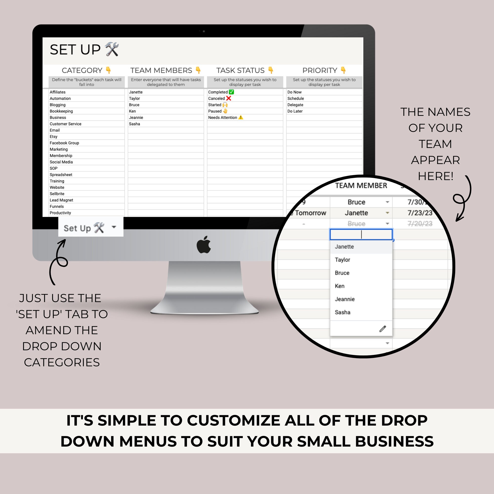 Google Sheets Team Work Tracker Task Manager to Get - Etsy