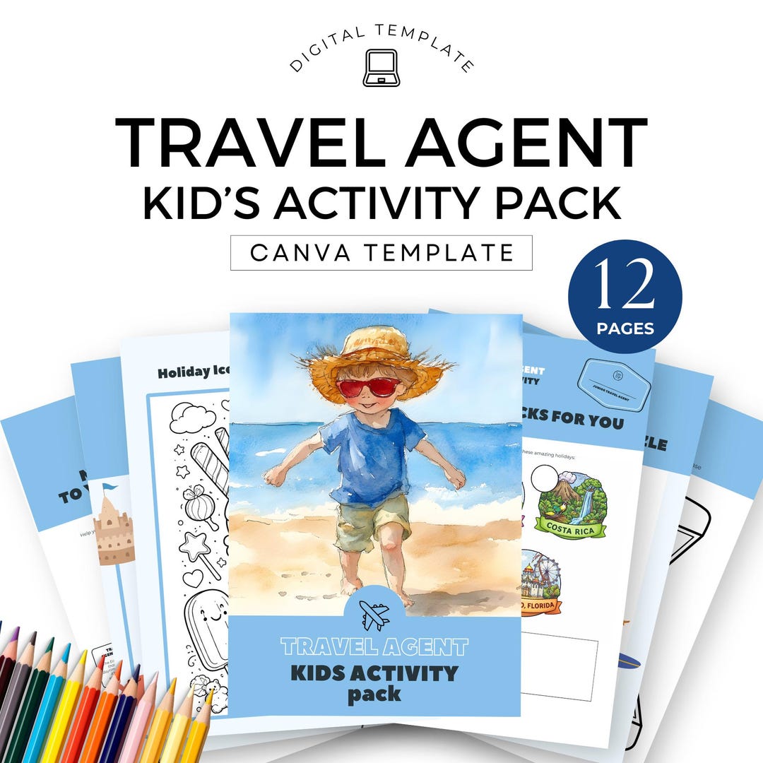 Travel Agent Kids Activity Pack Vacation Coloring Sheets Wordsearch ...