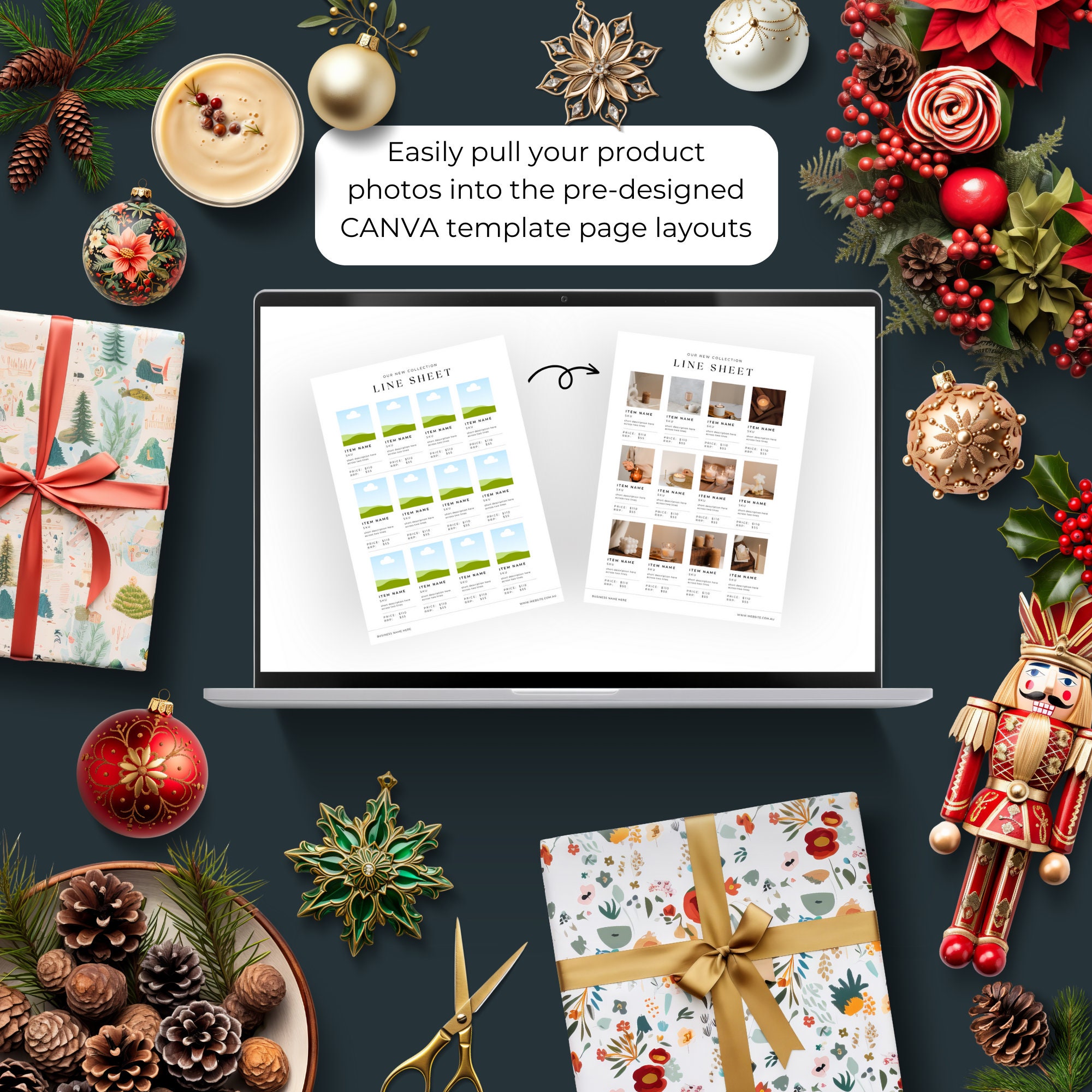 Christmas Gift Guide Canva Template, Catalog With Product Photo Frames ...