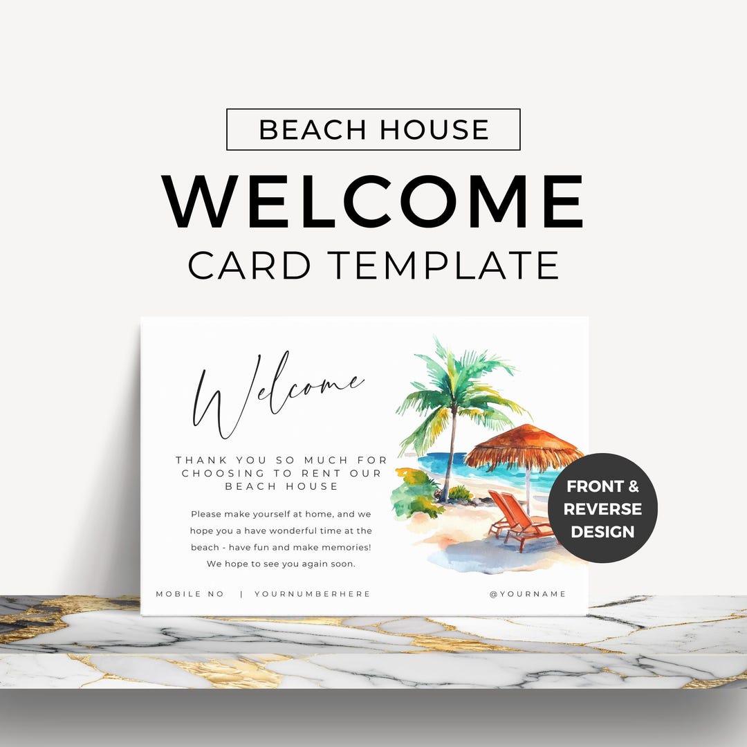 Rental Arrival Message Card Beach House Welcome Guest Card Coastal ...